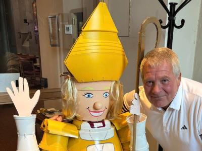 Flowerpot figure of Bishop Anna welcomes everyone to famous Dales ...